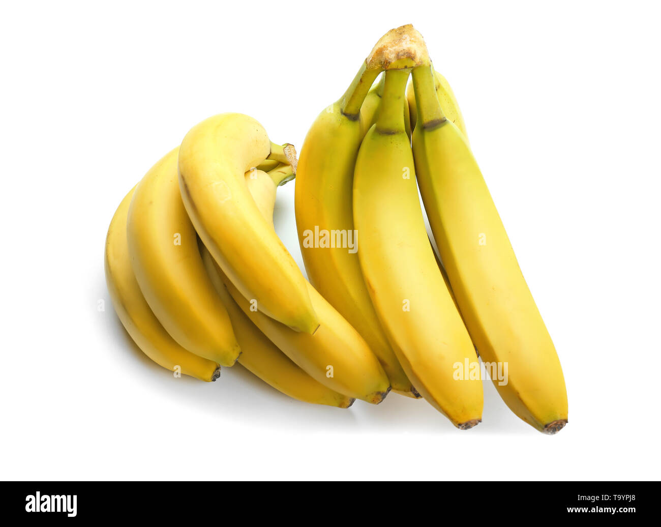 Ripe sweet bananas on white background Stock Photo - Alamy
