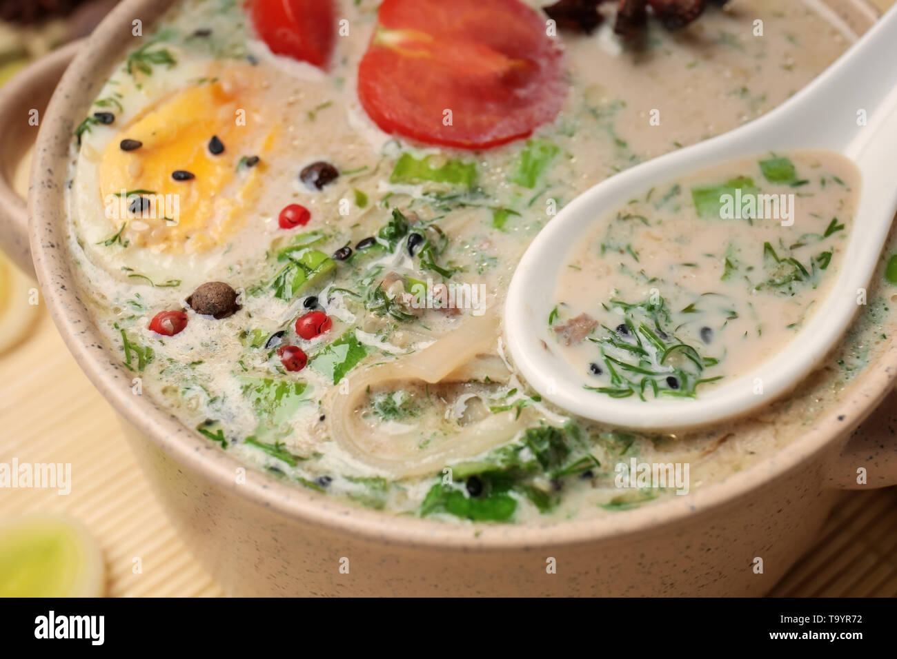 Chinese noodles in spicy soup pot hi-res stock photography and images ...