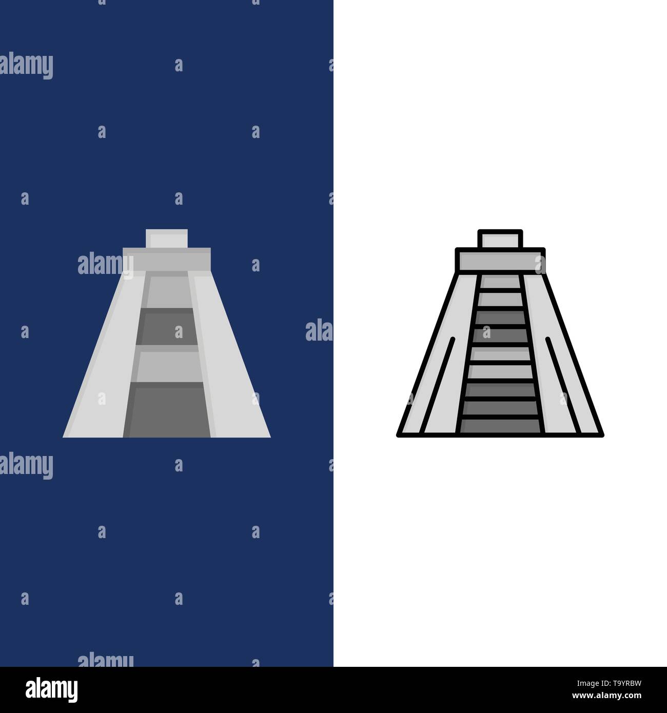 Chichen Itza, Landmark, Monument Icons. Flat and Line Filled Icon Set ...