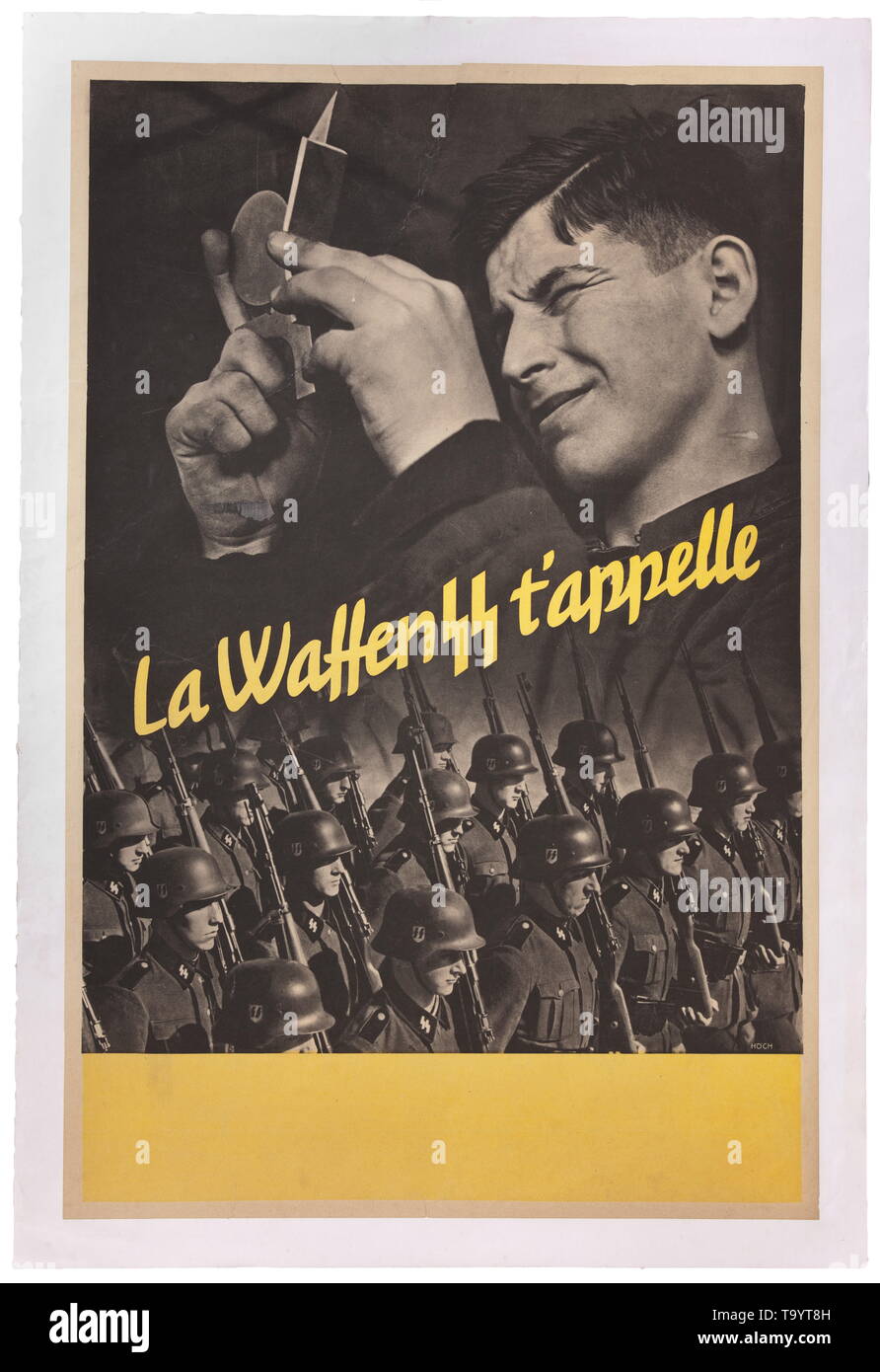 A French poster advertising "La Waffen-SS t'appelle" blank issue ...