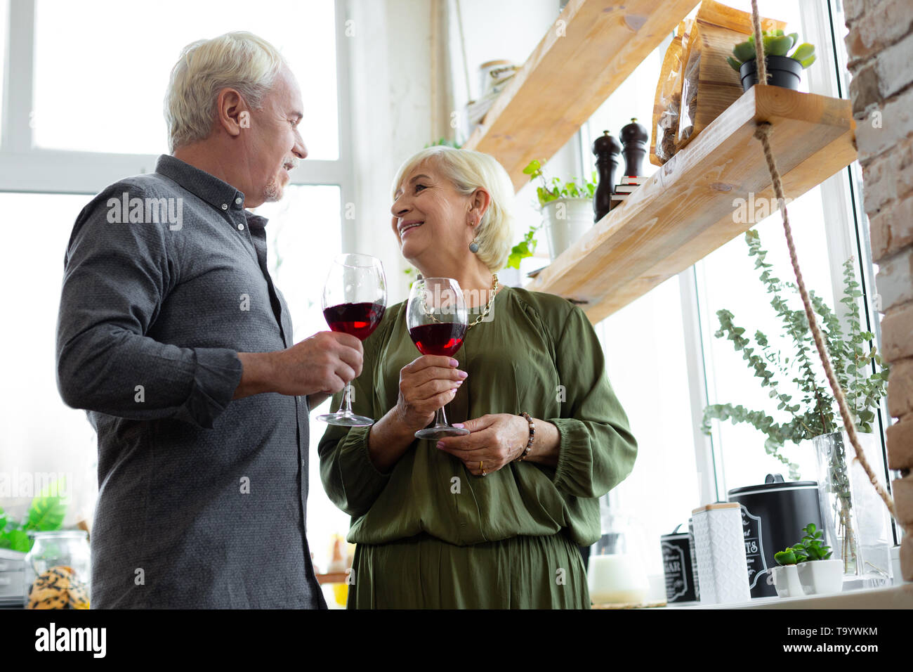 Loving married couple wearing stylish clothing celebrating anniversary ...