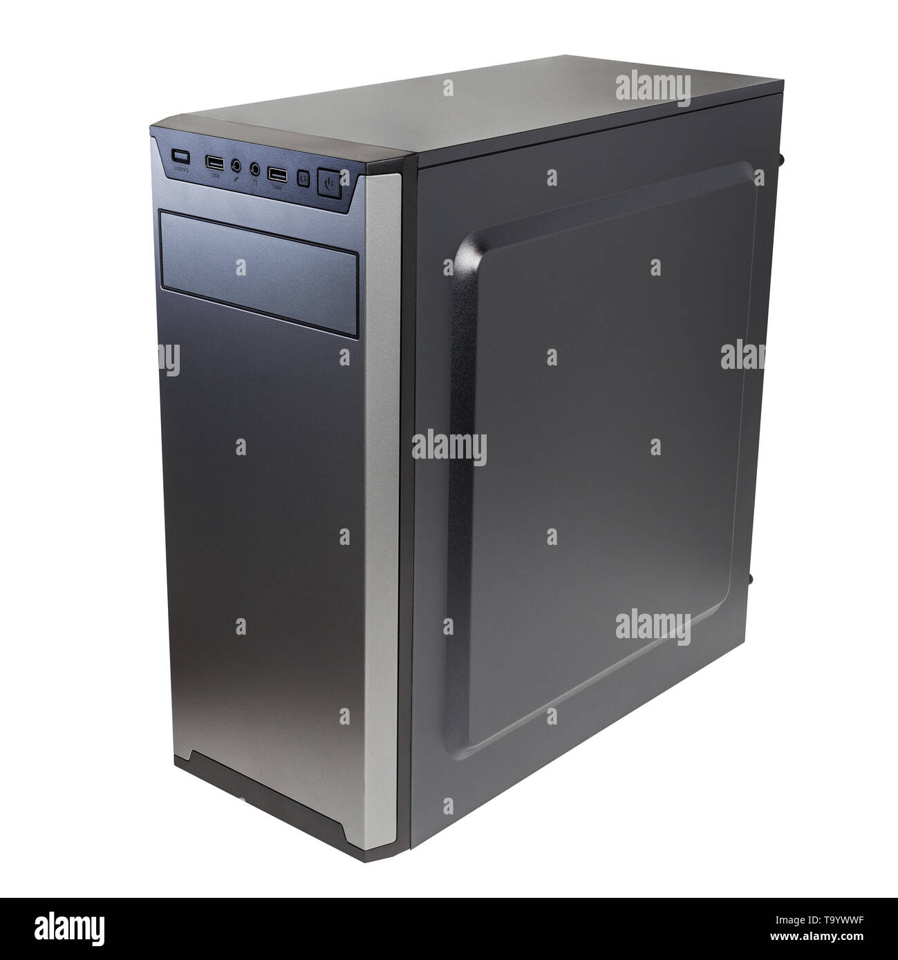 simple cheapest black miditower pc case isolated on white background ...