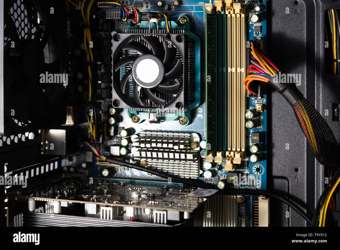 inside of old working clean personal computer unit Stock Photo - Alamy