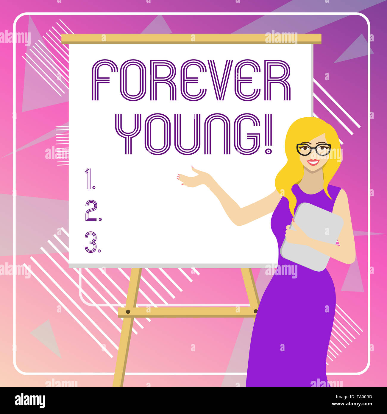 Text sign showing Forever Young. Business photo showcasing mindset of a ...