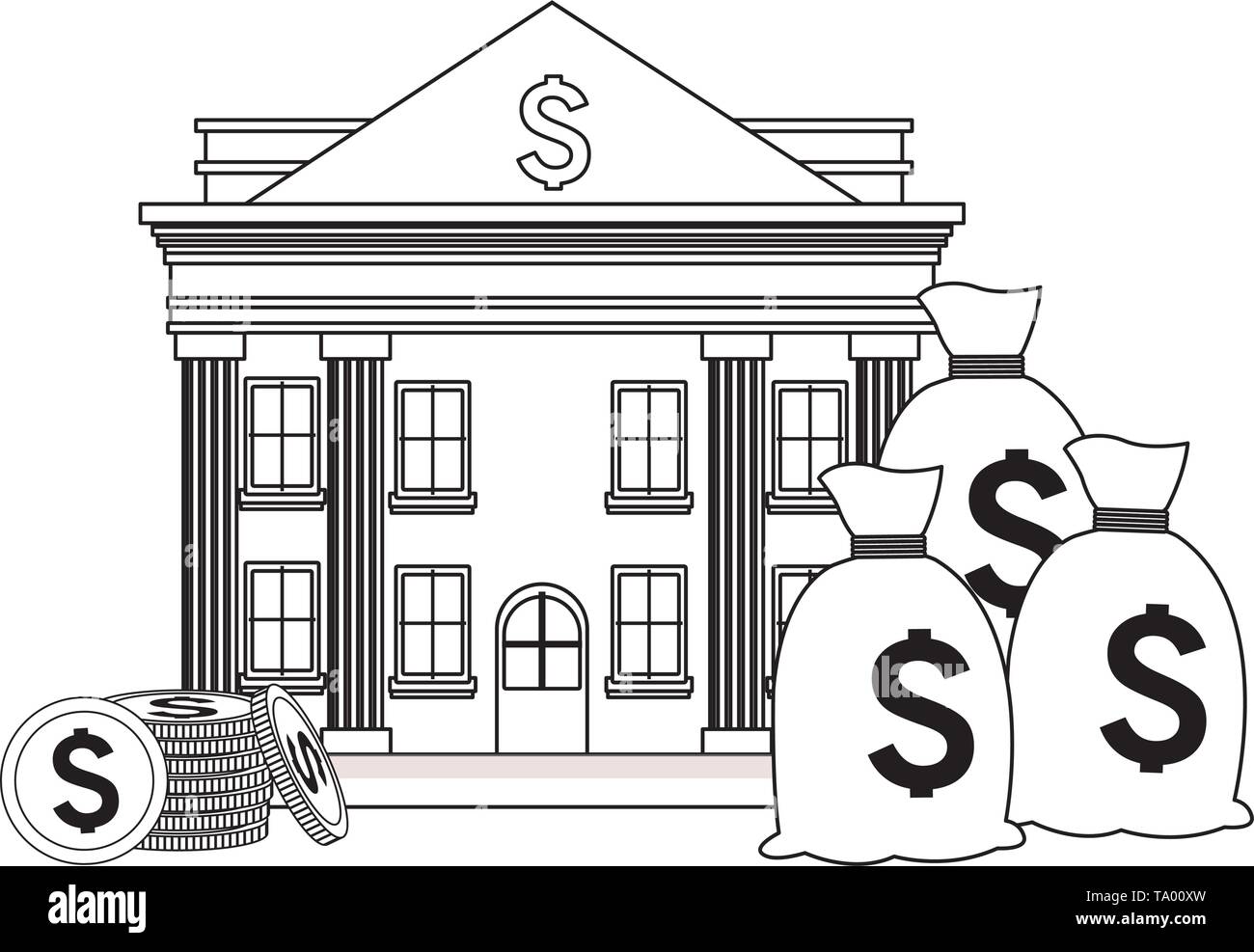 bank with stacked coins black and white Stock Vector Image & Art - Alamy