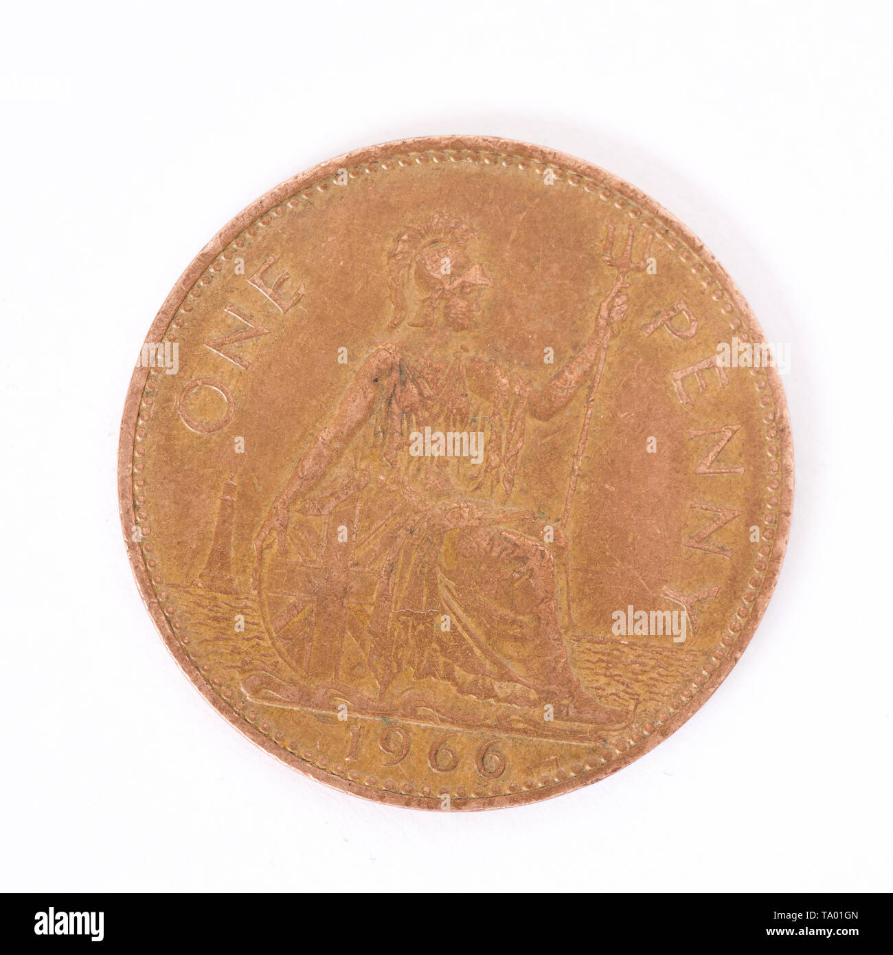 United Kingdom One Penny Coin - 1966 Stock Photo - Alamy
