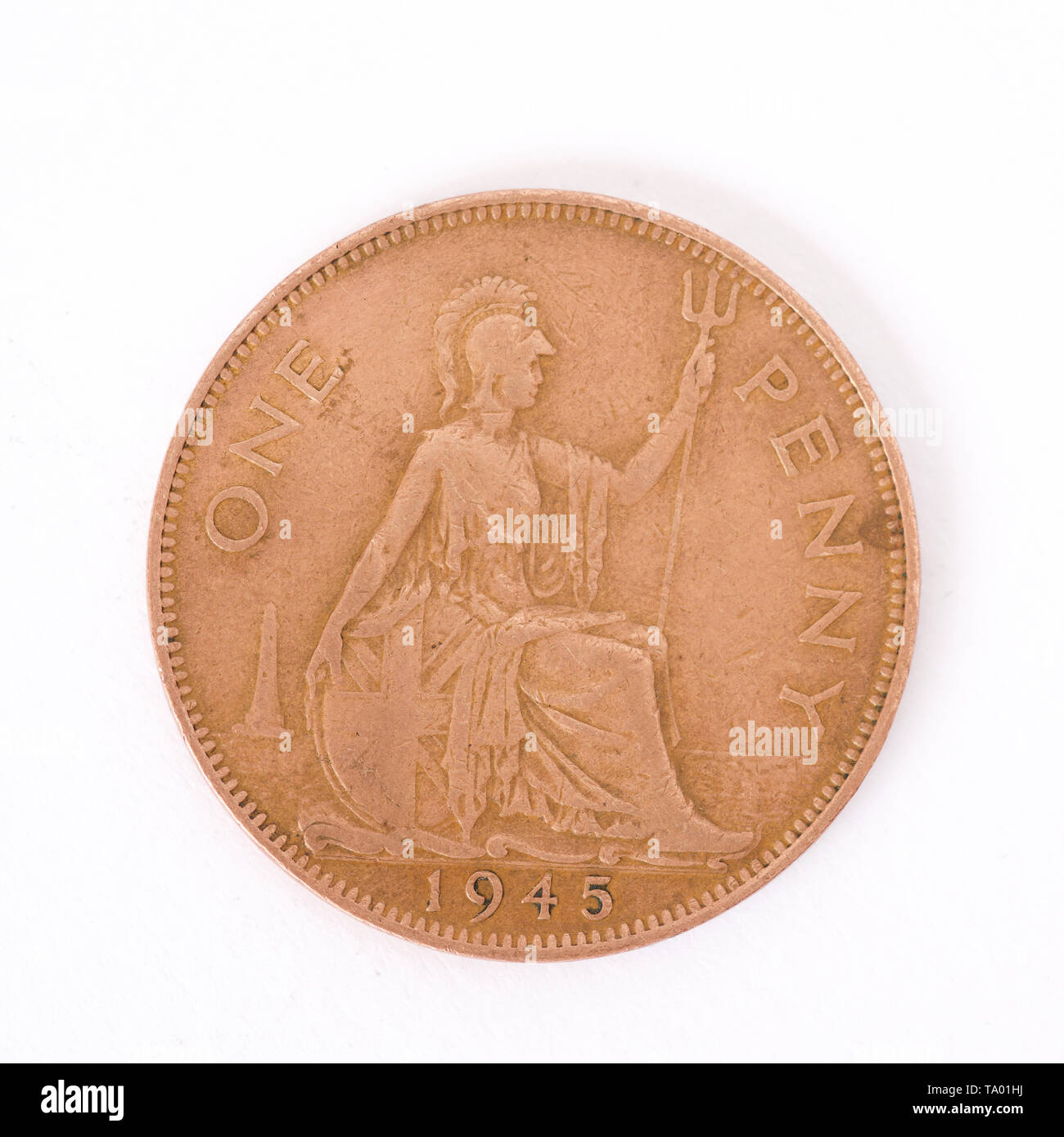 United Kingdom One Penny Coin - 1945 Stock Photo - Alamy