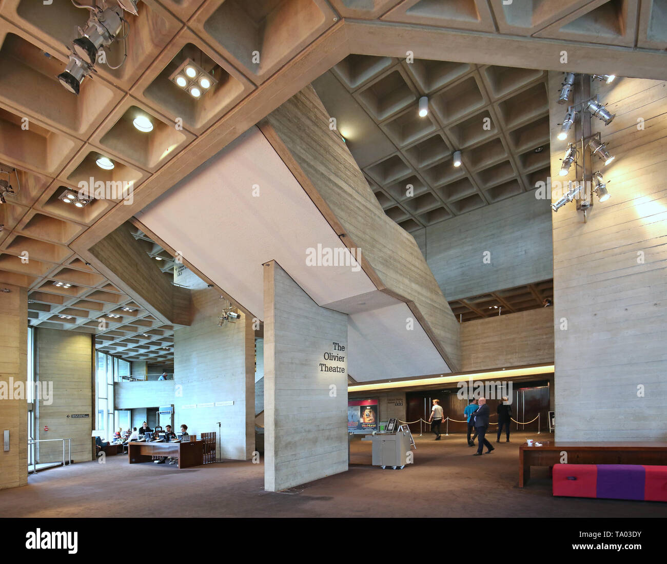 Public foyer of London's National Theatre on the south bank of the ...
