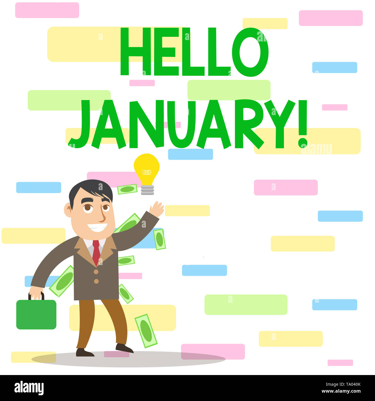 Writing note showing Hello January. Business concept for a greeting or ...
