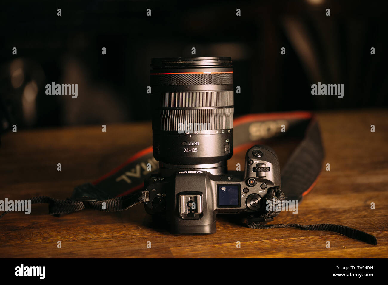 Moscow, Russia - January 8, 2019: New camera Canon EOS R 30.1 megapixel ...