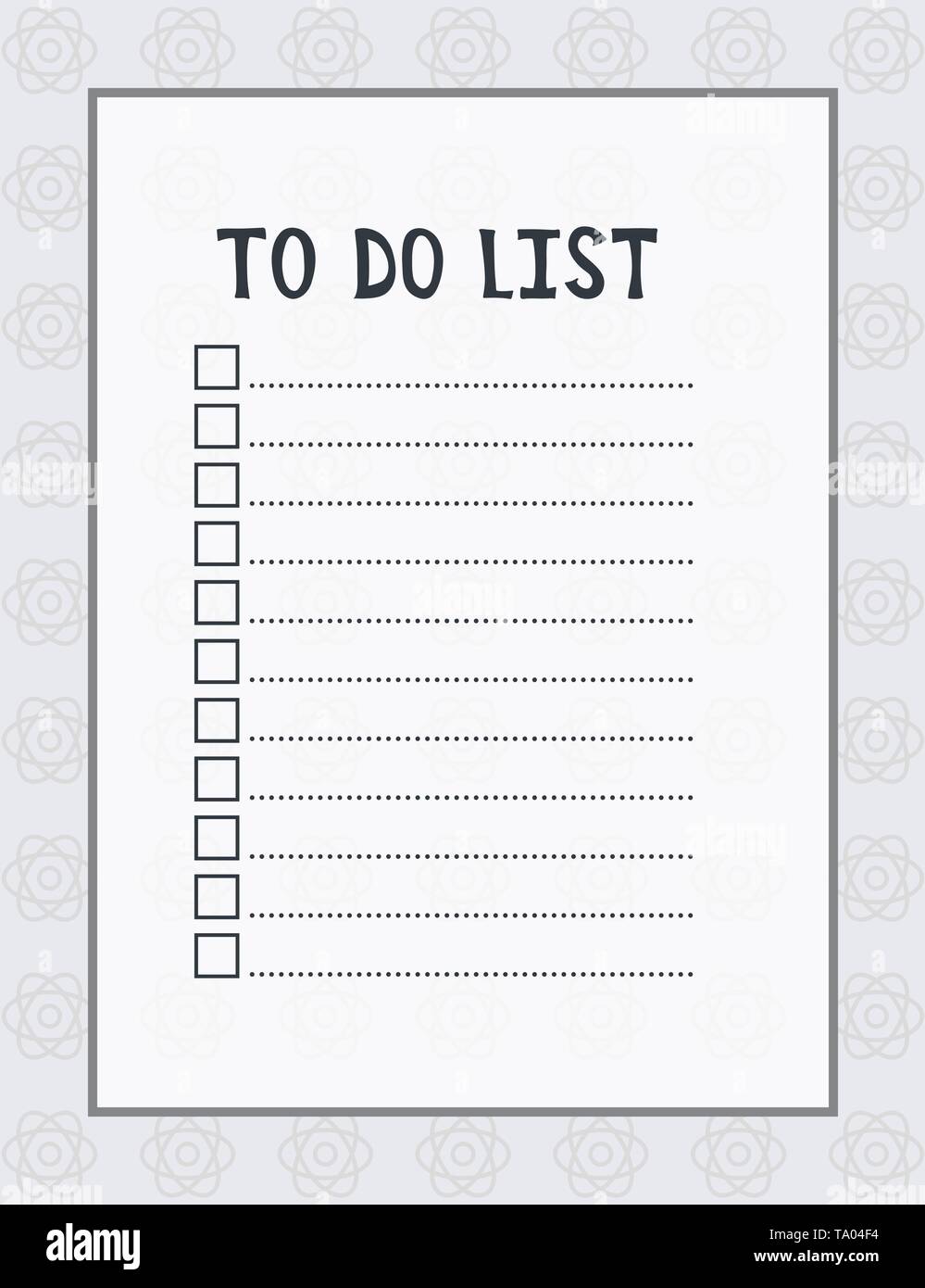 To do list. Spring design with atoms. Vector illustration. Empty ...