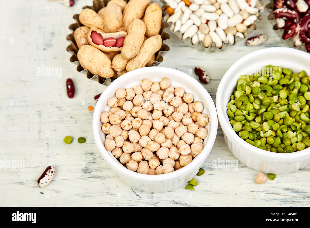 Collection set of beans and legumes red turkish lentils, chickpeas ...