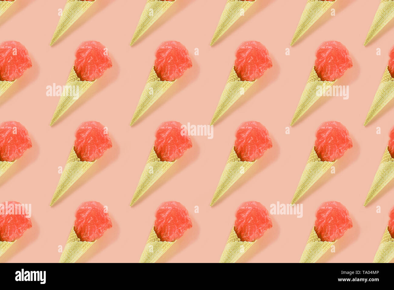 Pattern of waffle cone with polyethylene package Stock Photo - Alamy