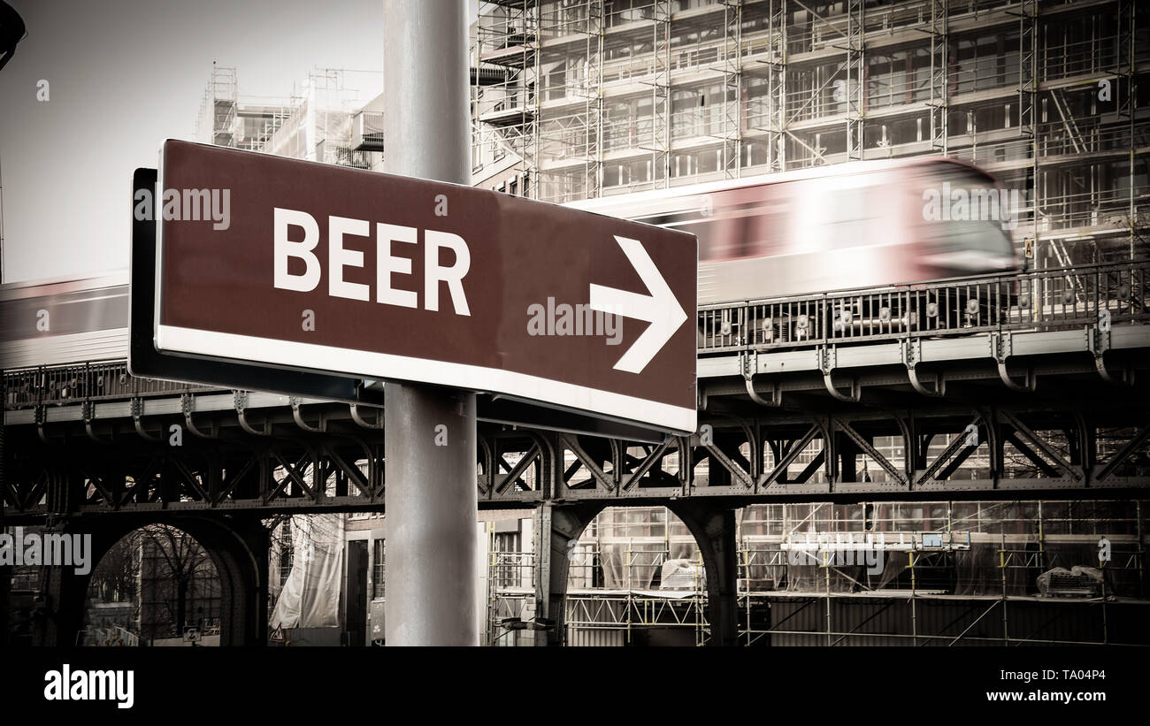 Street Sign the Direction Way to Beer Stock Photo - Alamy