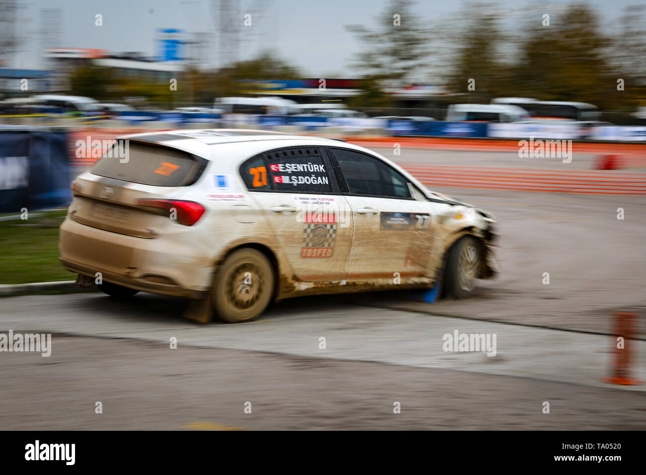 KOCAELI, TURKEY - NOVEMBER 17, 2018: Emre Senturk drives Fiat Egea 1.4 ...
