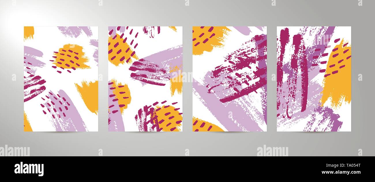 Four vector abstract backgrounds of A4 size. The texture Brush strokes ...