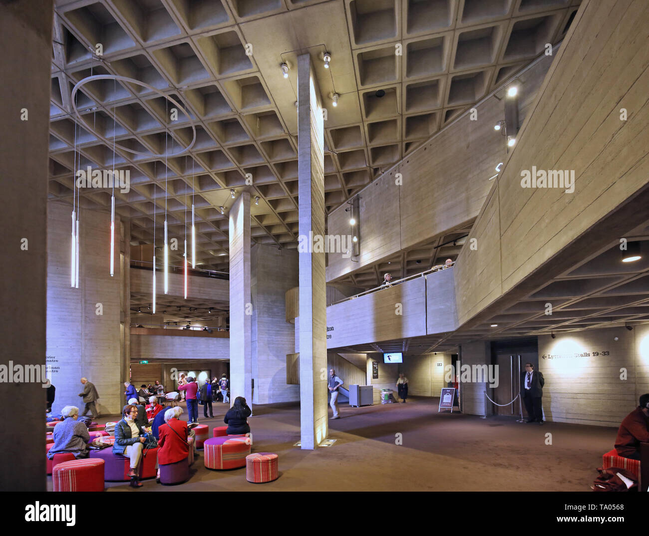 Public foyer of London's National Theatre on the south bank of the ...