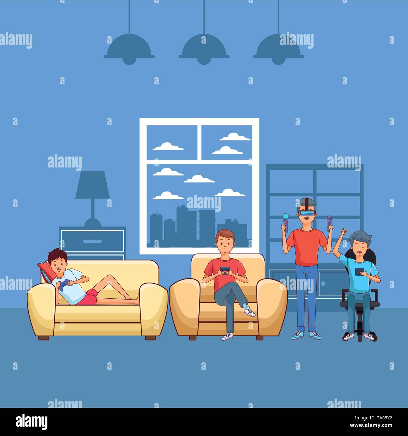 Millennial people gaming party Stock Vector Image & Art - Alamy