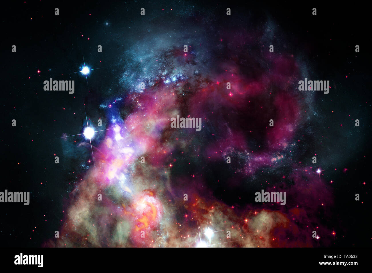 Universe scene with stars and galaxies in deep space showing the beauty ...
