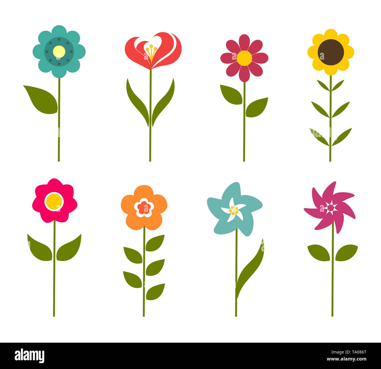 Colorful flowers icons. Vector illustration Stock Vector Image & Art ...