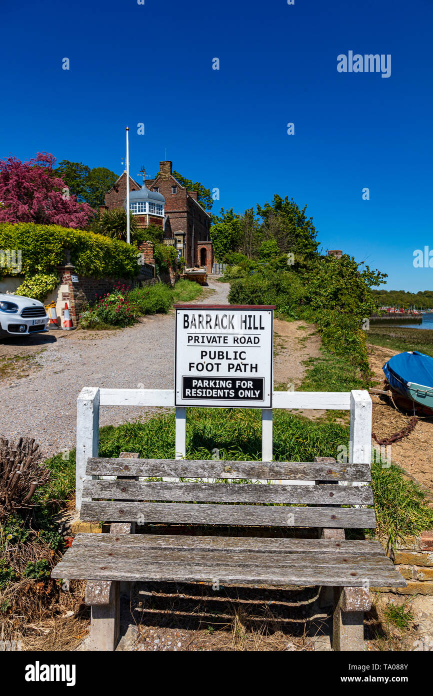 Sign for the private road of Barrack Hill that leads up from Upnor ...