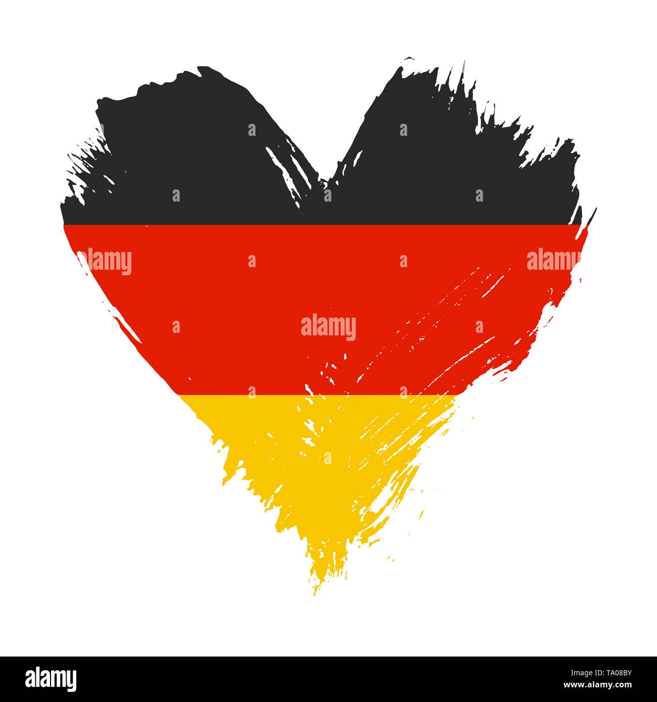 Grunge brushstroke painted illustration of heart shaped distressed ...