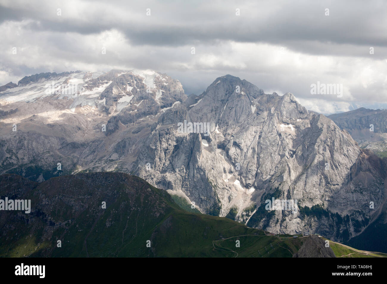 The Marmolada Glacier and Gran Vernel viewed from the summit of Sas de ...