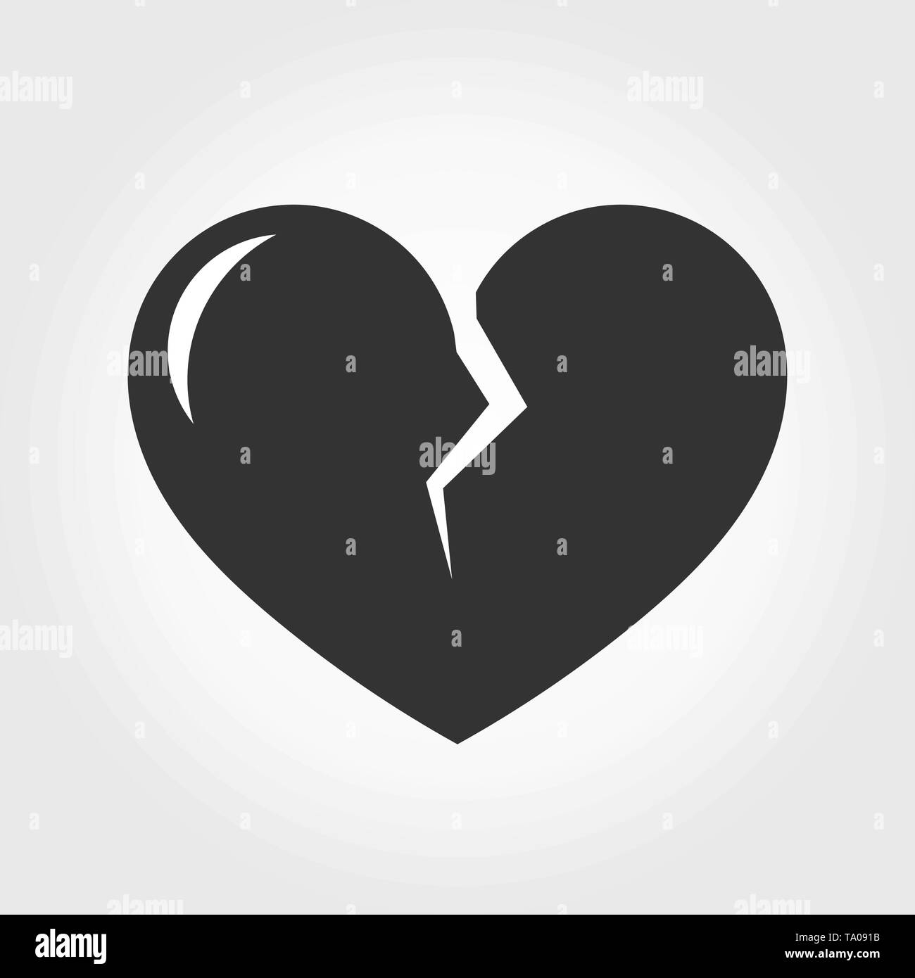 Black broken heart icon. Vector illustration Stock Vector Image & Art ...