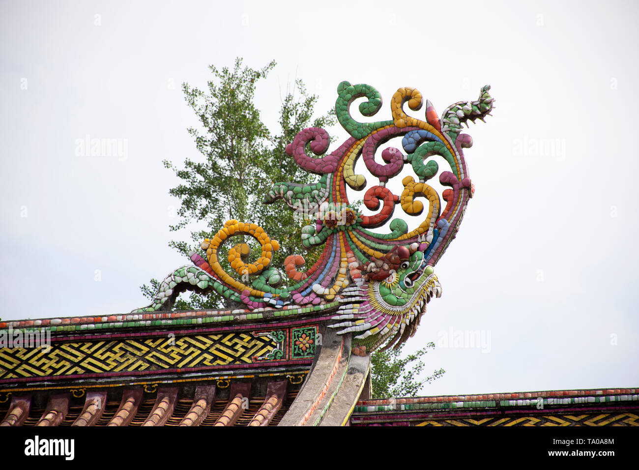 Decoration design and sculpture and carving colorful art roof of ...