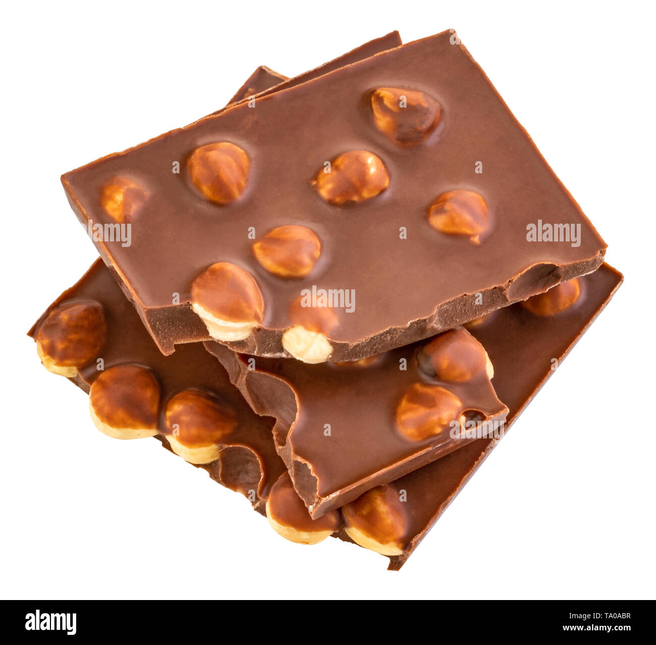 chocolate with nuts isolated on white background Stock Photo - Alamy