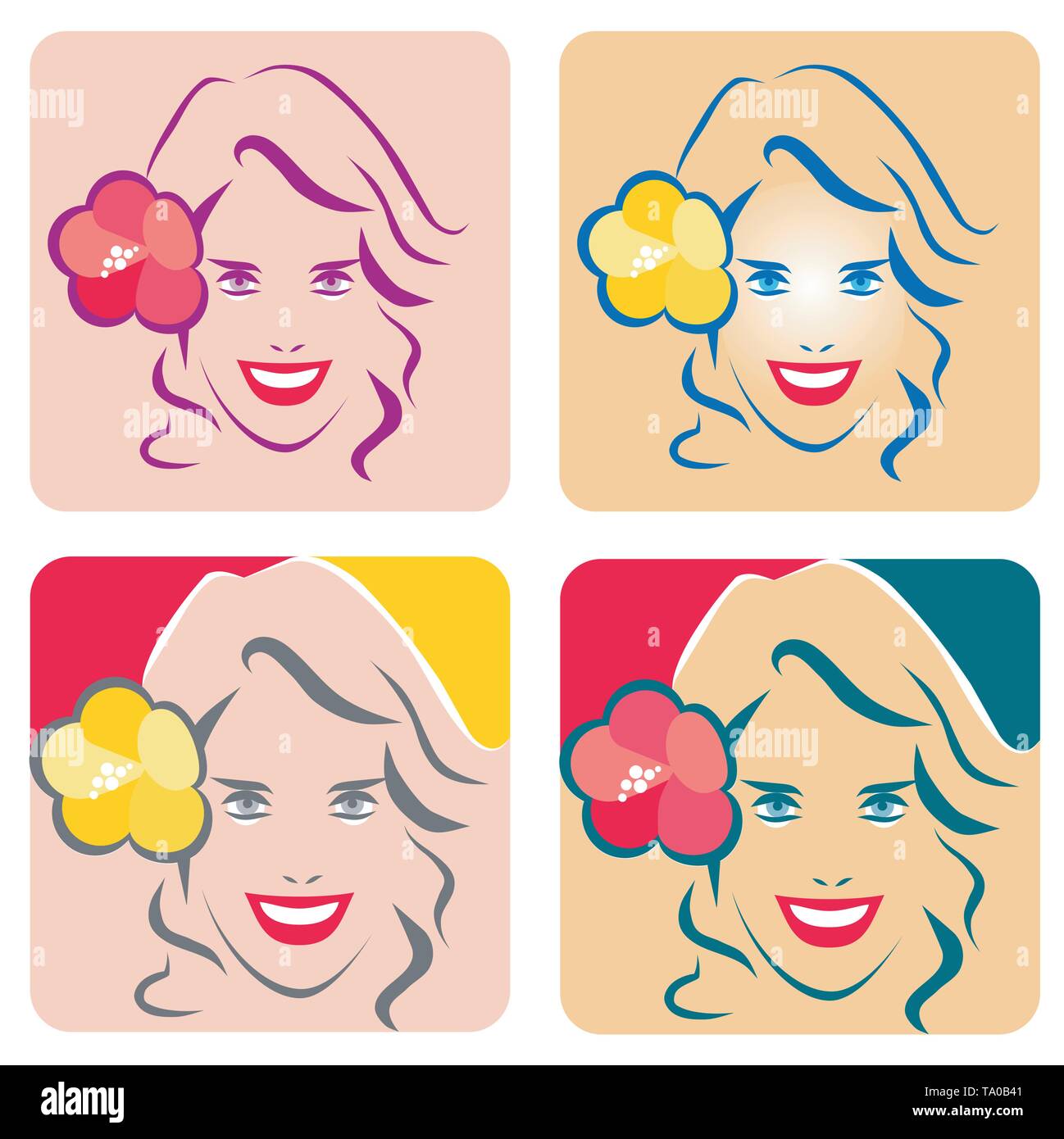 Beautiful Woman Face Smiling Stock Vector Images Alamy
