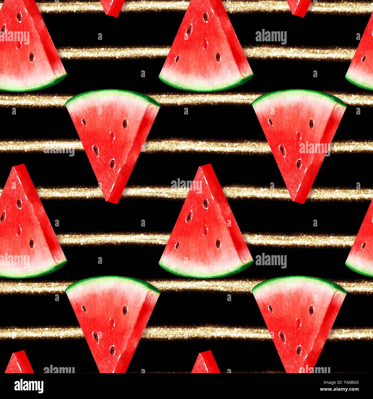 Watermelon pattern on striped background Stock Photo - Alamy