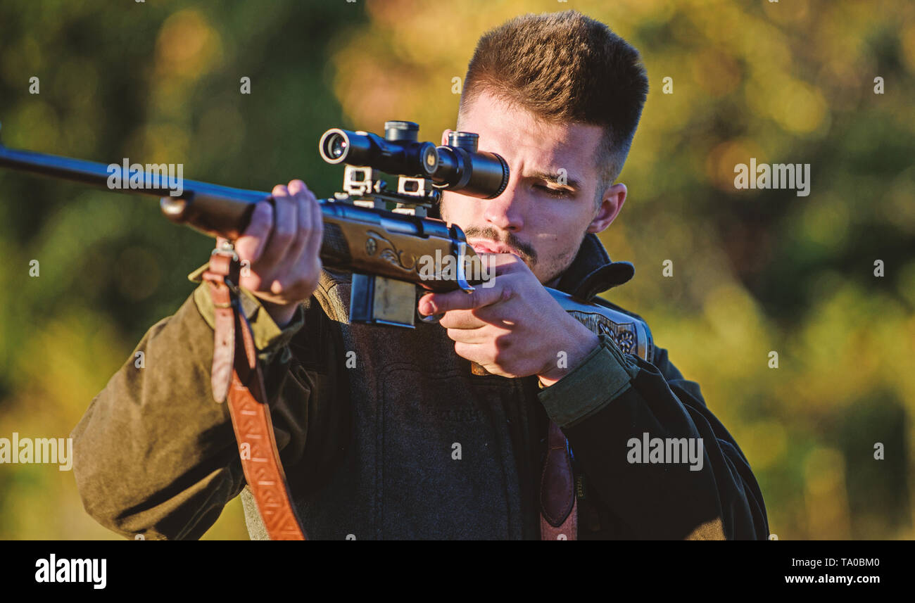 Hunting brutal masculine hobby. Hunting and trapping seasons. Bearded ...