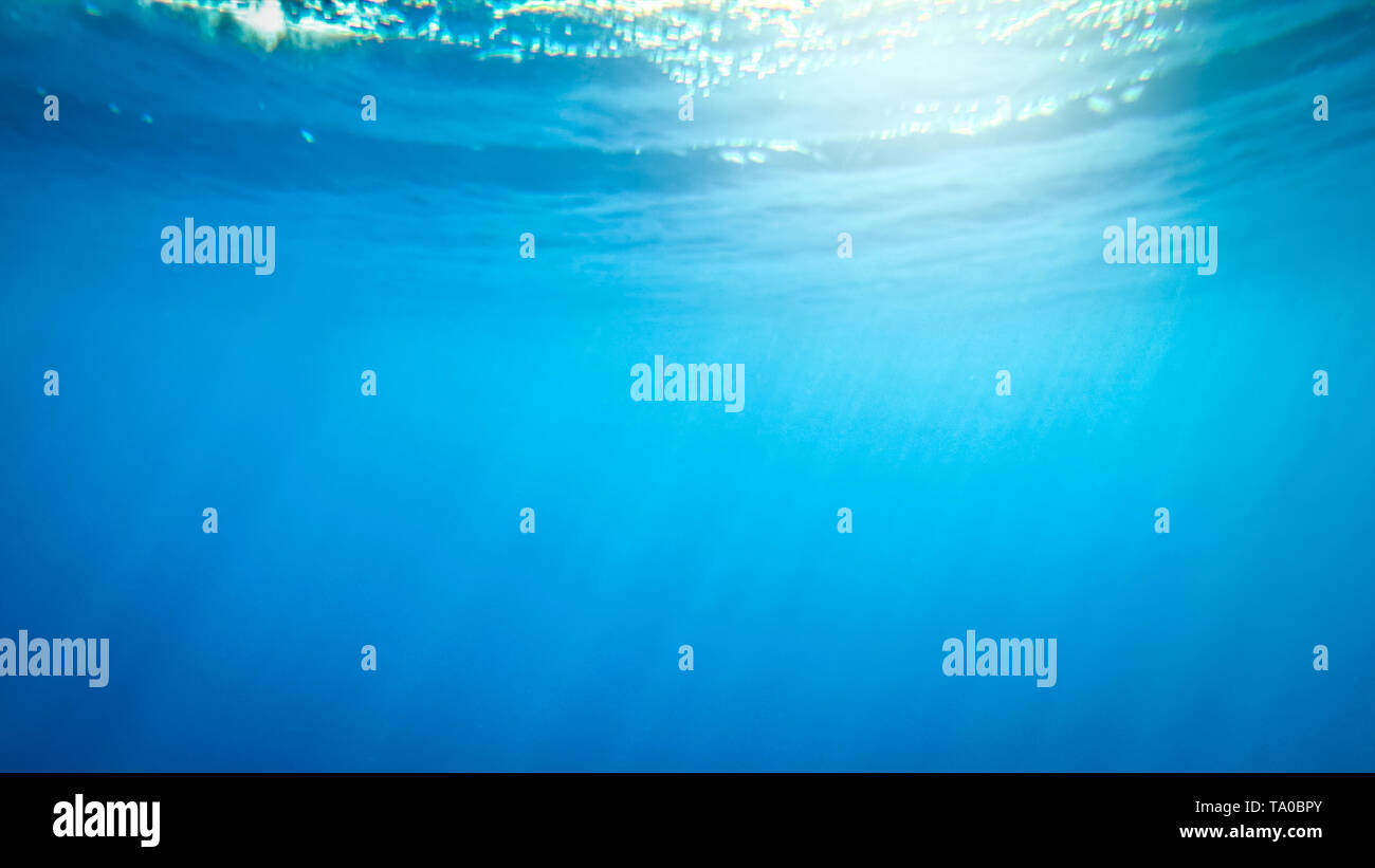 Amazing underwater image of sun and light rays shining through deep ...