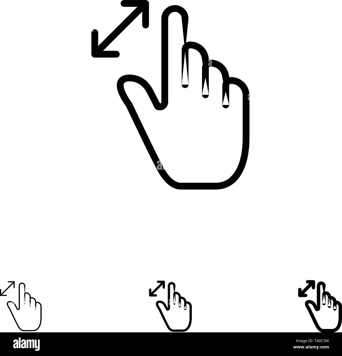 Expand, Gestures, Interface, Magnification, Touch Bold and thin black ...