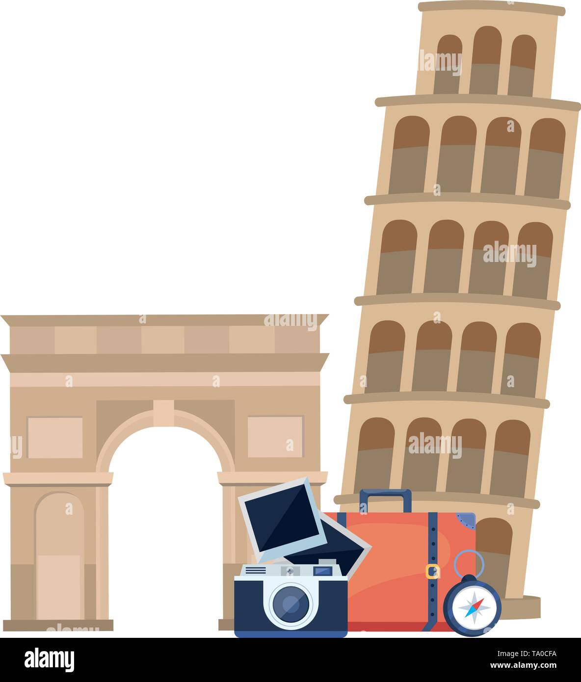 landmark design, Travel trip vacation tourism journey and tourist theme ...