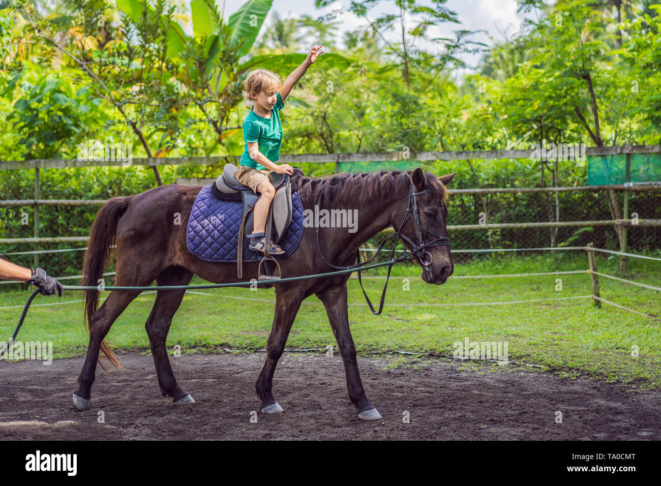Boy riding bareback on horse hi-res stock photography and images - Alamy