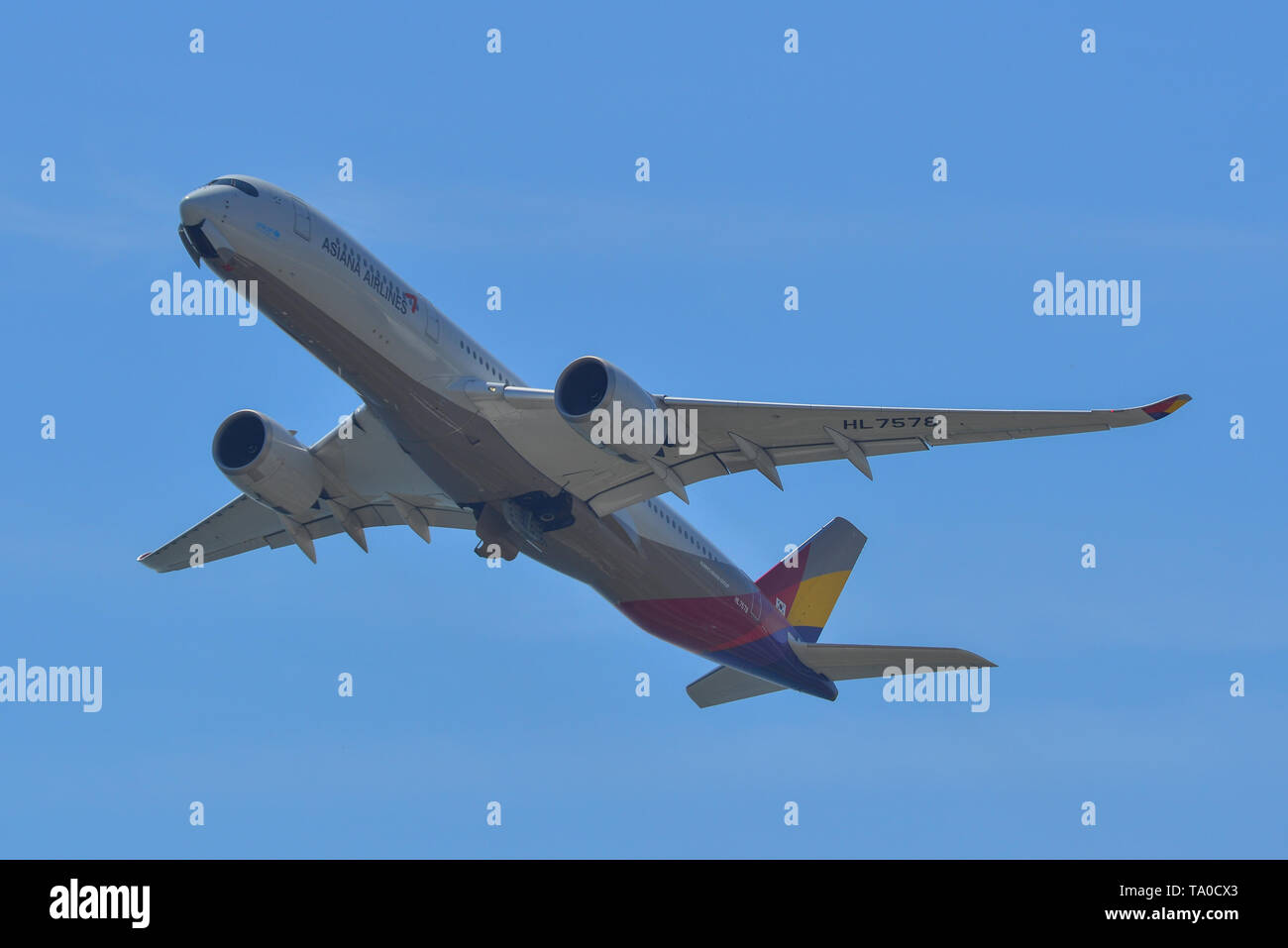 Osaka, Japan - Apr 18, 2019. HL7578 Asiana Airlines Airbus A350-900 ...