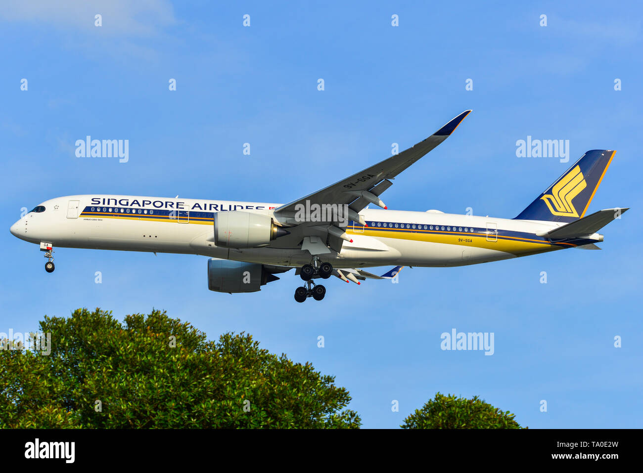 Singapore - Mar 27, 2019. 9V-SGA Singapore Airlines Airbus A350-900 ULR ...