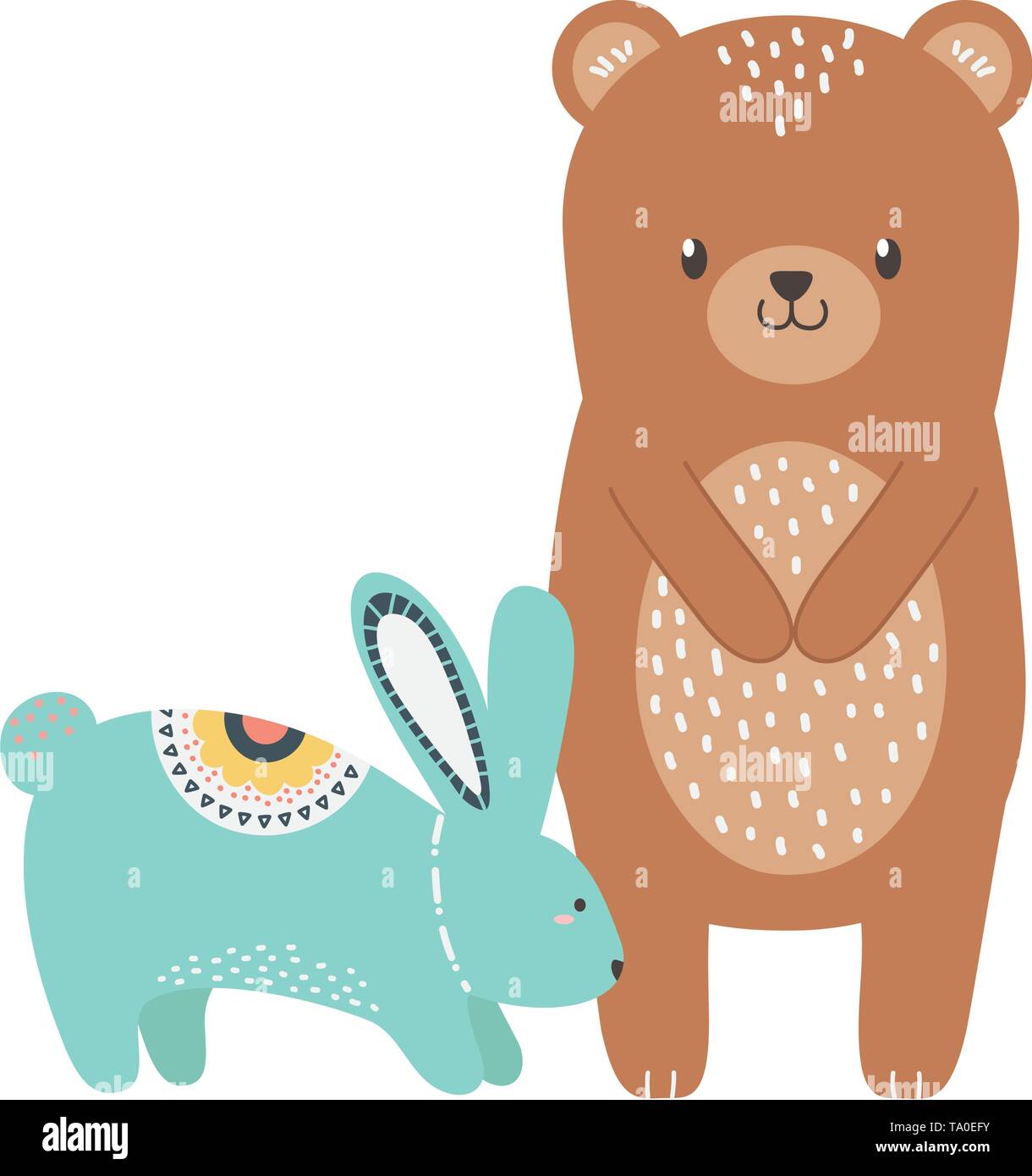 Bear and rabbit cartoon design, Animal cute zoo life nature and fauna ...