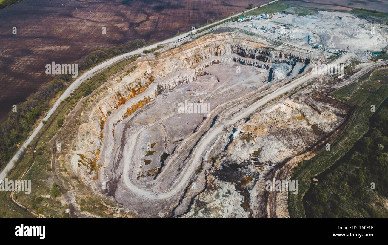 Aerial view granite quarry mining hi-res stock photography and images ...