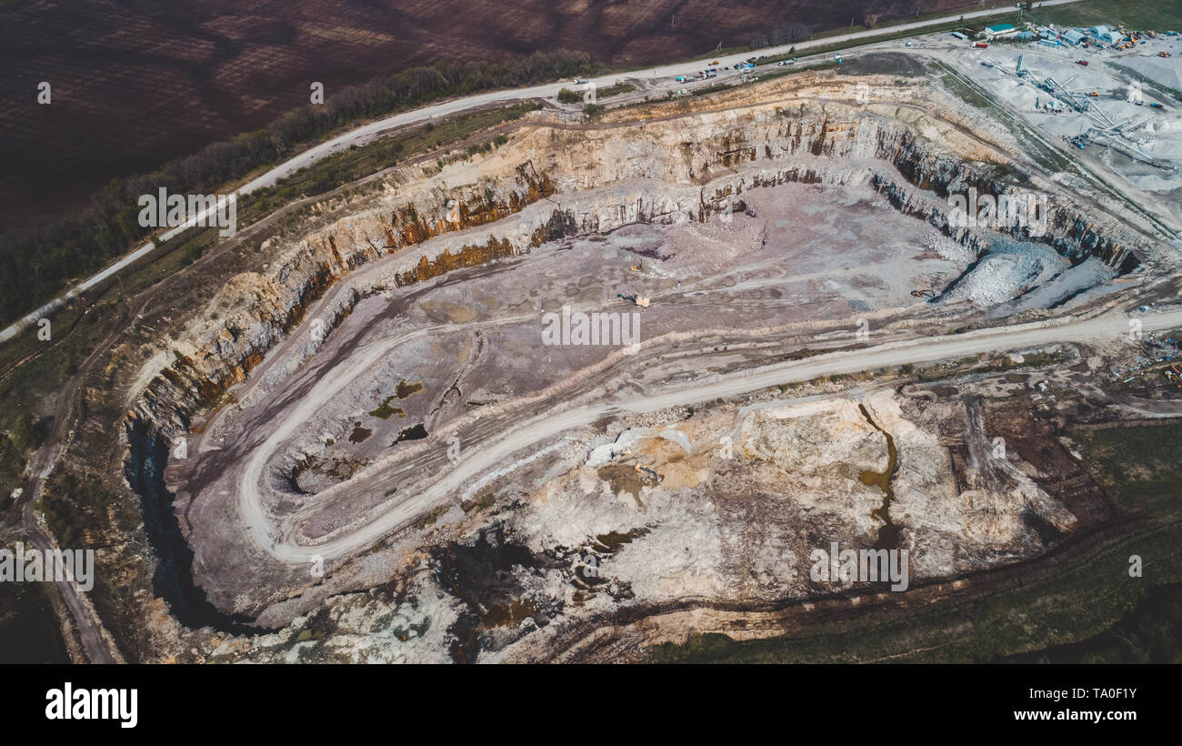 Aerial view of the granite quarry Stock Photo - Alamy