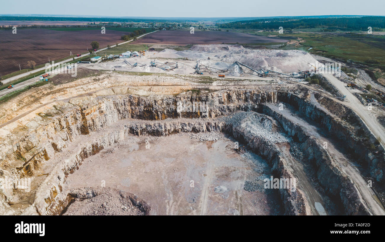 Aerial view of the granite quarry Stock Photo - Alamy