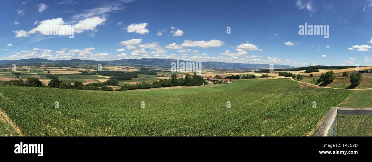 French rural landscape in mountain area with dramatic skies Stock Photo ...