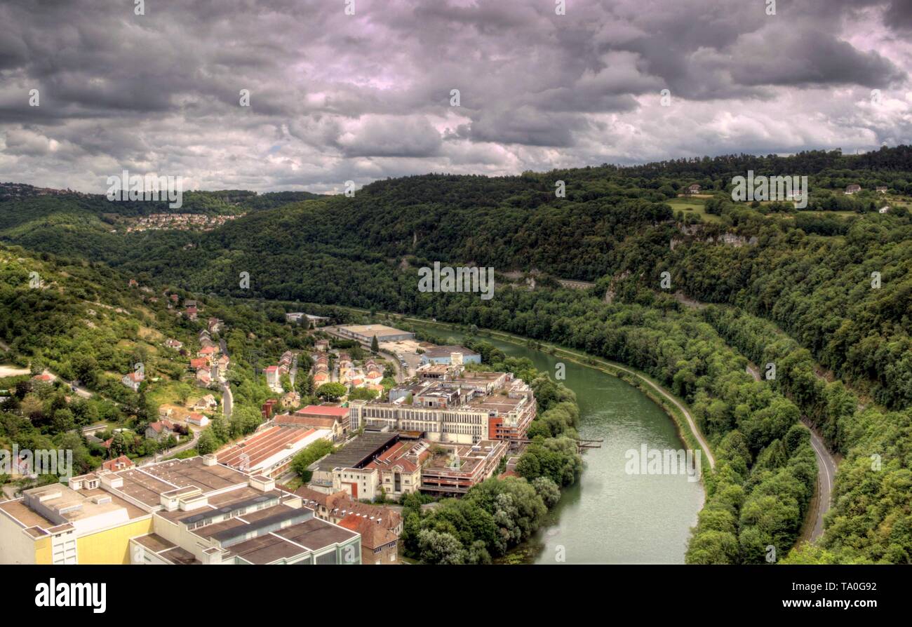 French rural landscape in mountain area with dramatic skies Stock Photo ...