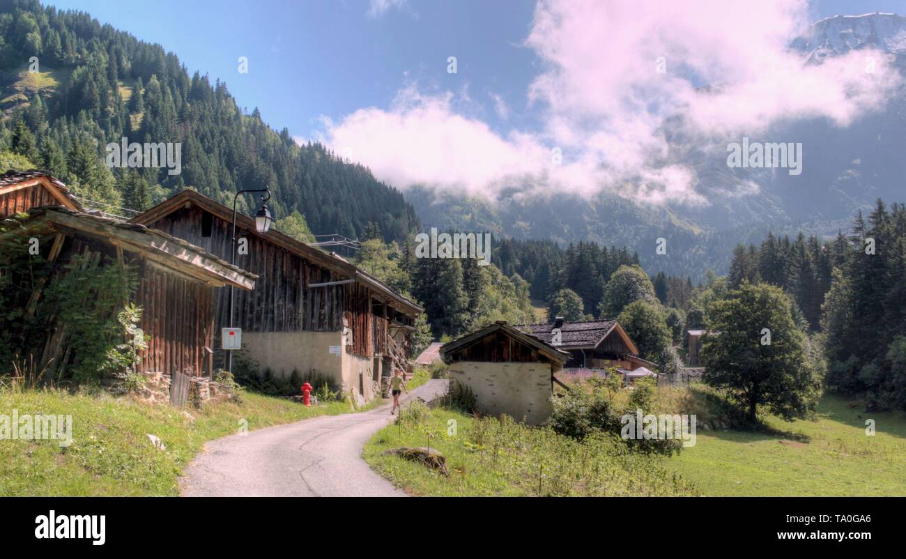 French rural landscape in mountain area with dramatic skies Stock Photo ...