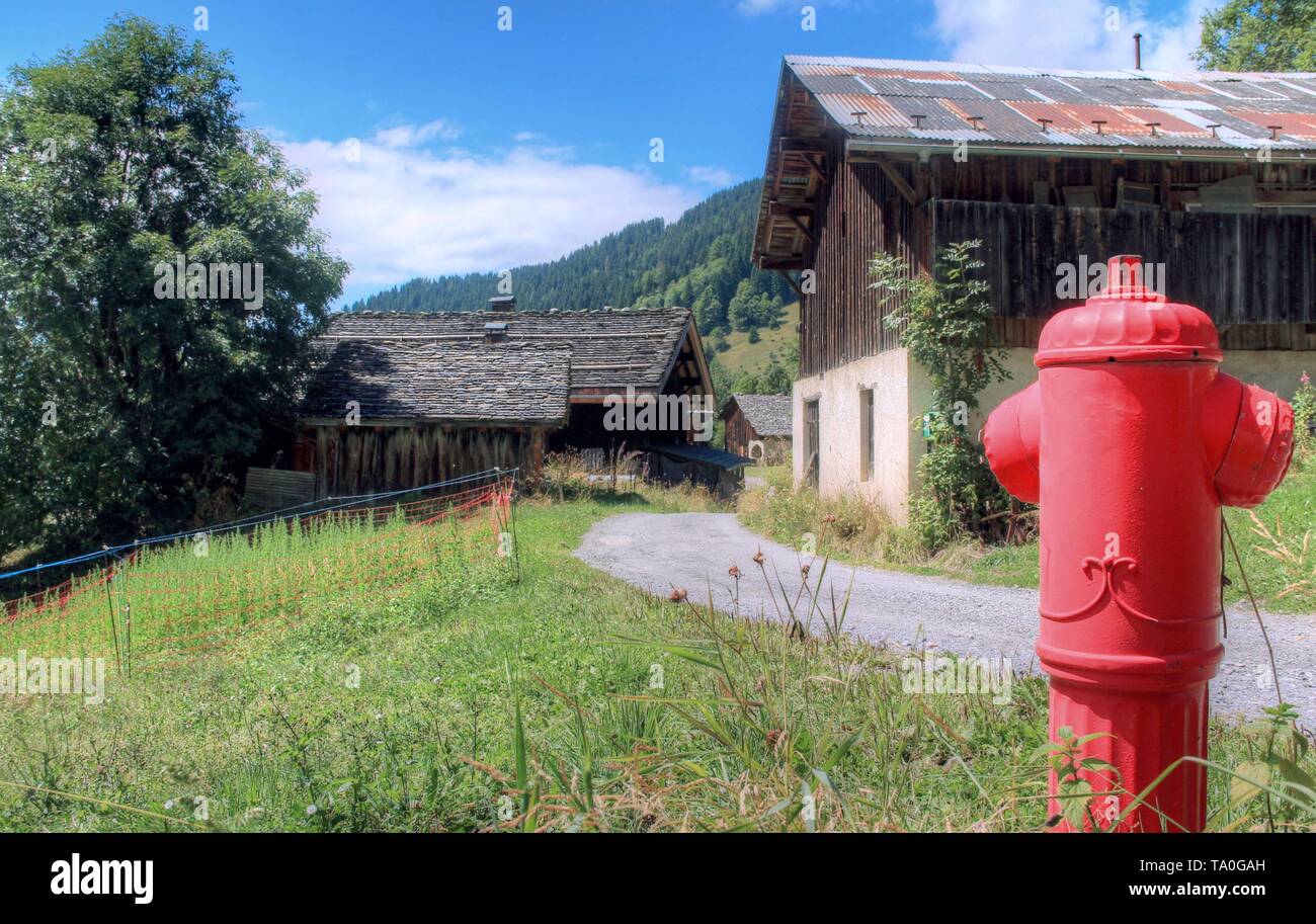 French rural landscape in mountain area with dramatic skies Stock Photo ...