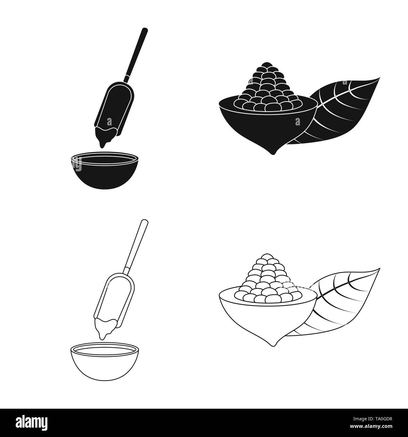 Fresh cocoa beans spoon Stock Vector Images - Alamy