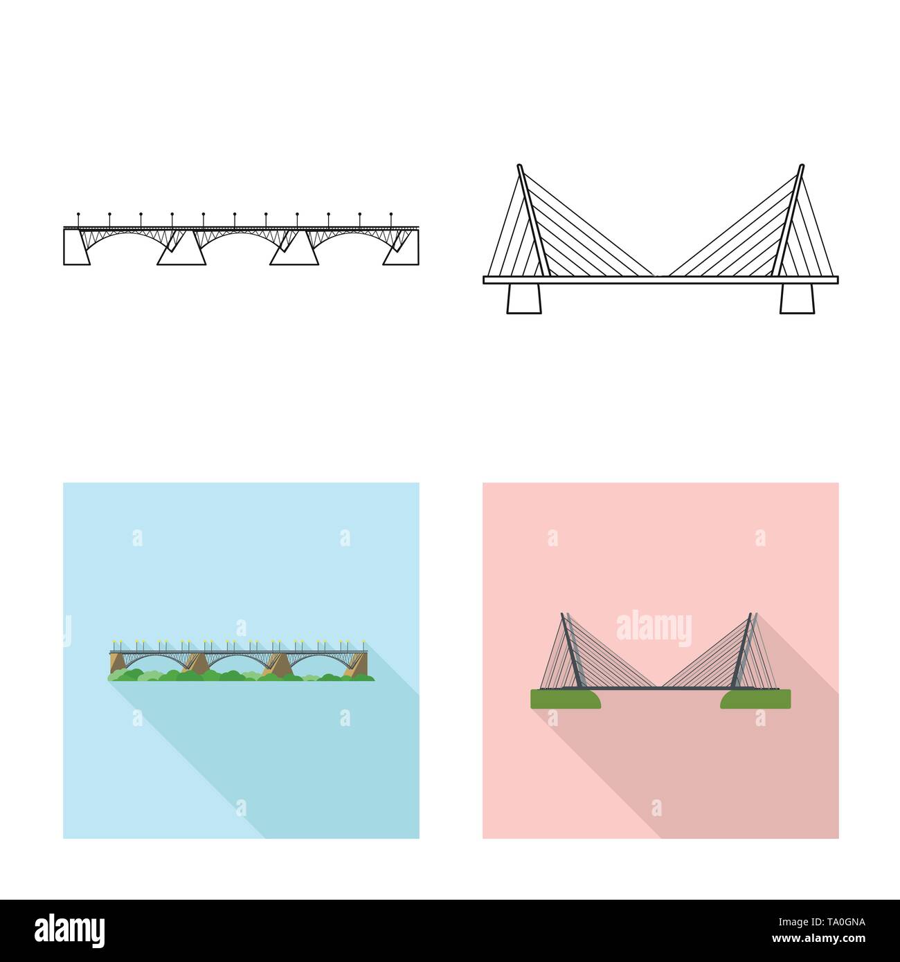 Vector illustration of connection and design sign. Set of connection ...