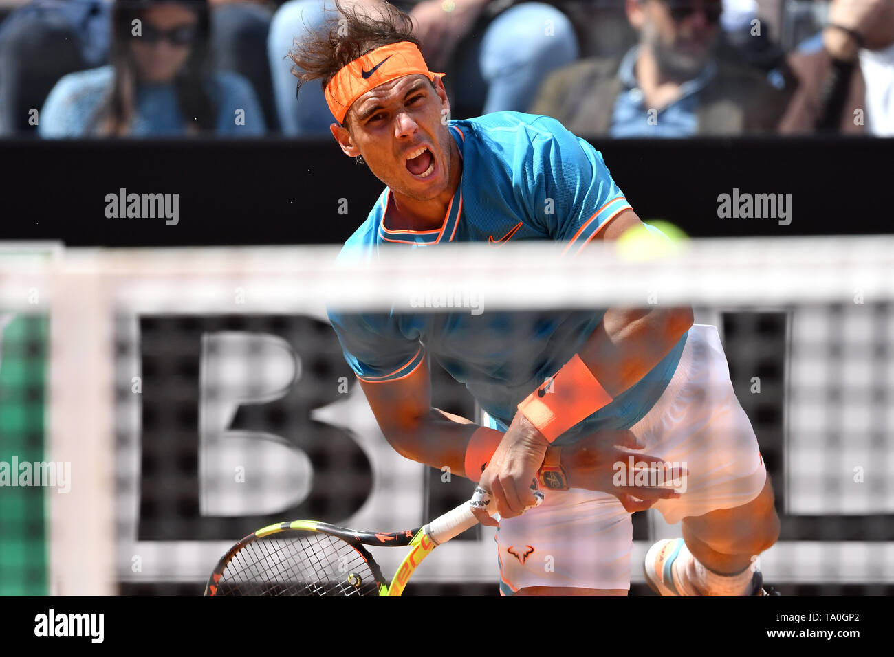 Rafael Nadal of Spain serves during the match against Fernando Verdasco ...